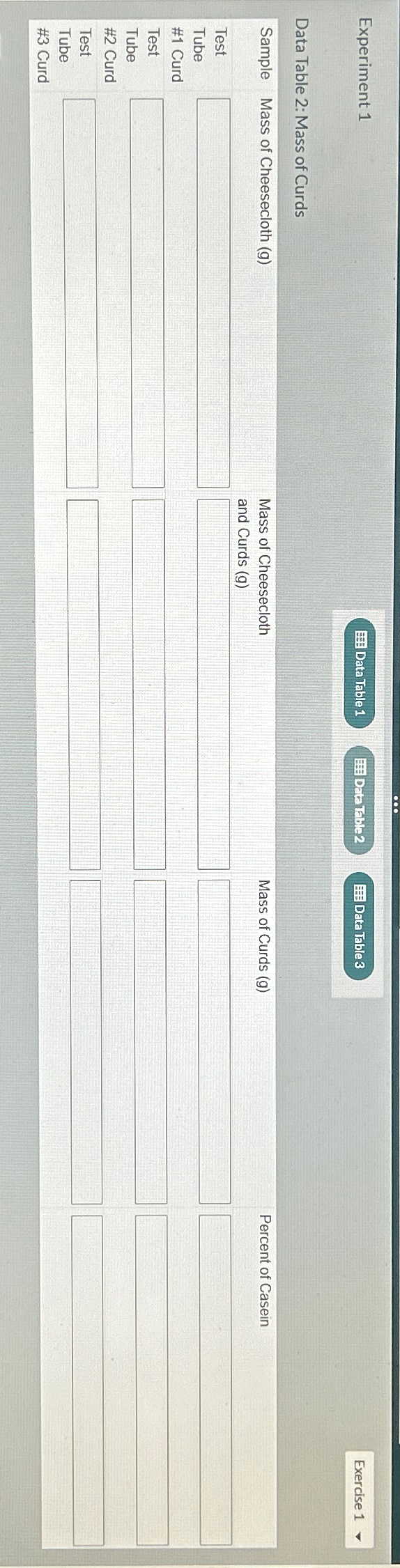 Experiment 1data Table 2 Mass Of 