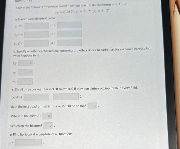 Solved Each of the following three exponential functions is | Chegg.com
