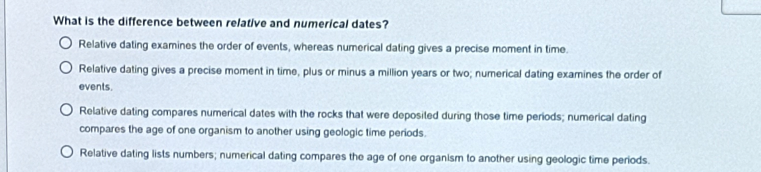 Solved What is the difference between relative and numerical | Chegg.com