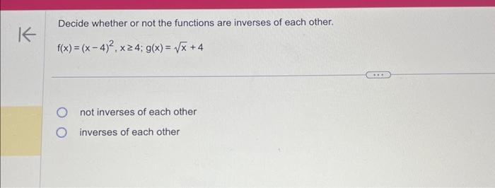 Solved Decide whether or not the functions are inverses of | Chegg.com