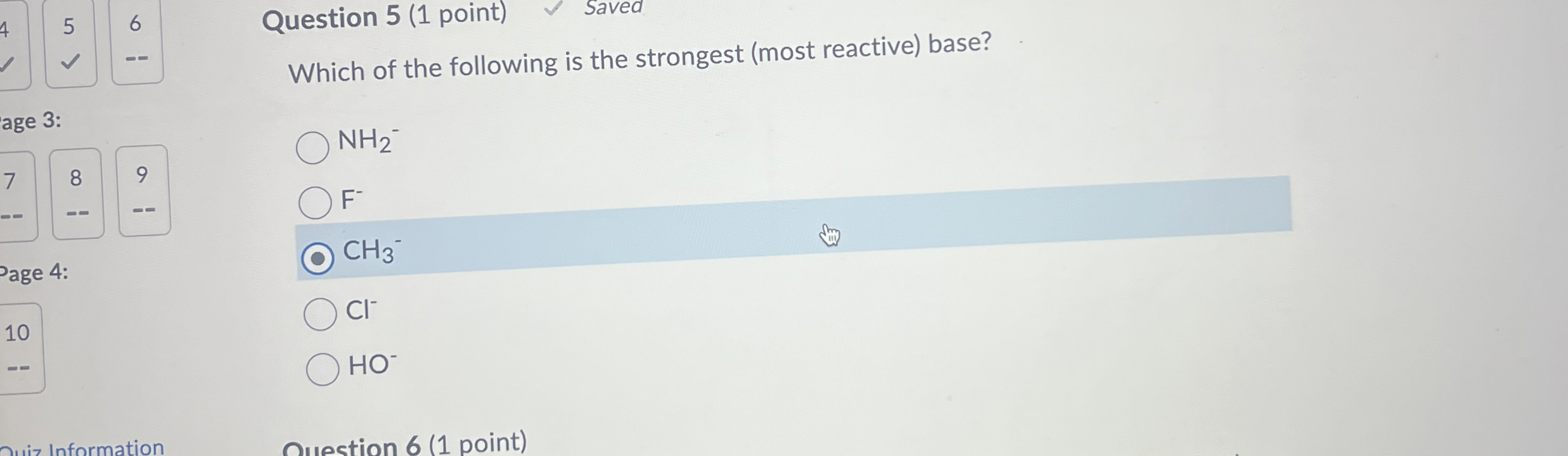 Solved 56Question 5 (1 ﻿point) ﻿SavedWhich of the following | Chegg.com