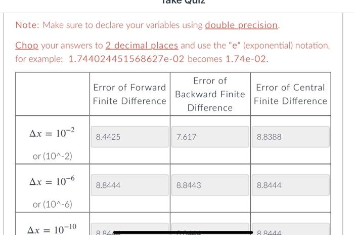 Solved Note: Make sure to declare your variables using | Chegg.com