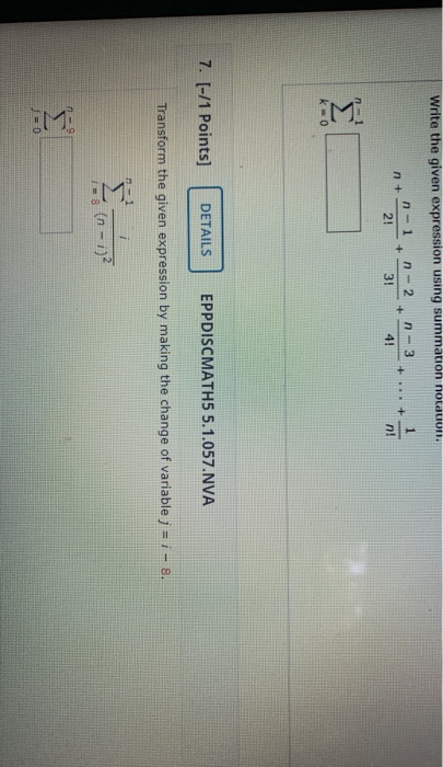 Solved Write The Given Expression Using Summation Notation 8382