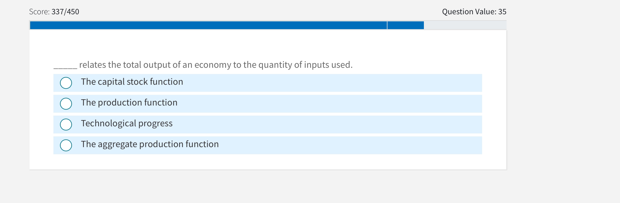 Score: 337450Question Value: 35q, ﻿relates the total | Chegg.com