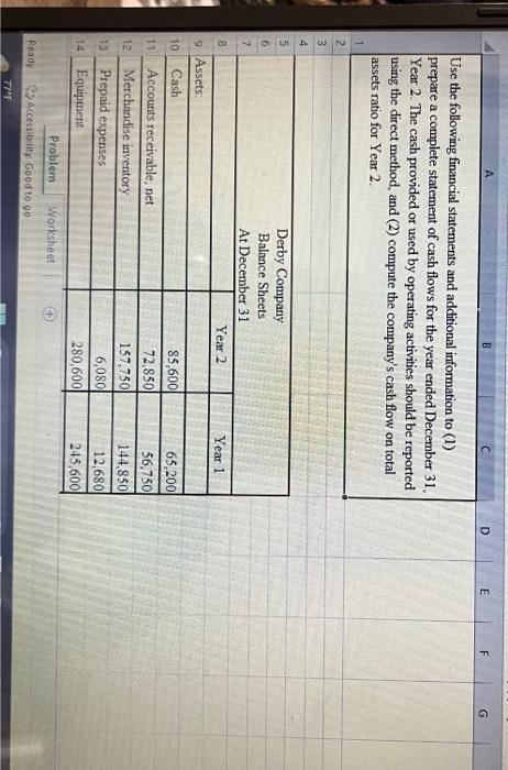 Use the following financial statements and additional | Chegg.com