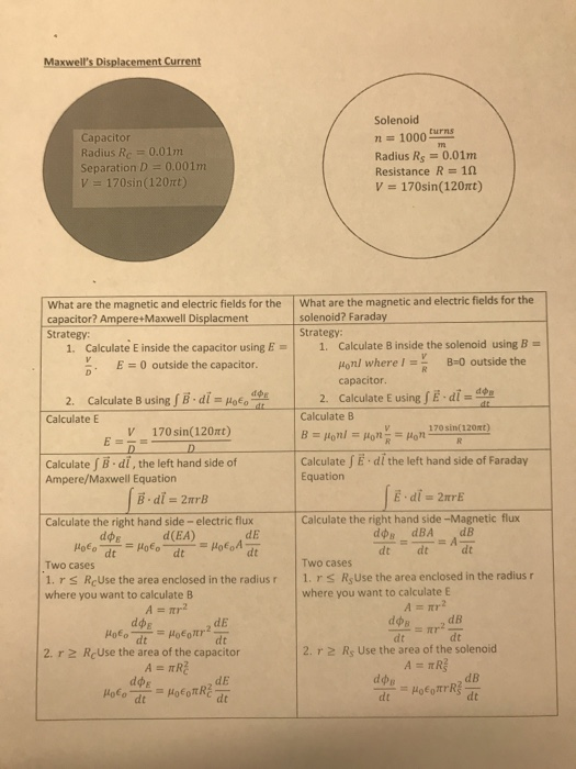 Solved Maxwell's Displacement Current Capacitor Radius Rc = | Chegg.com
