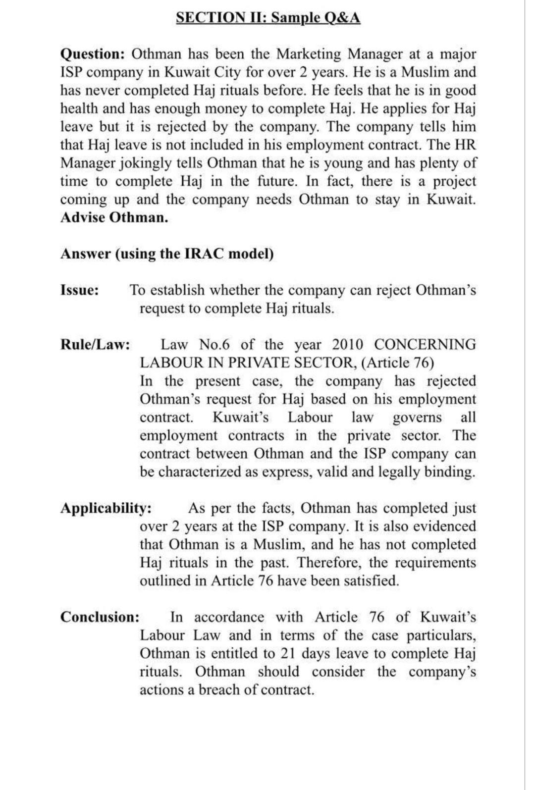 Solved Solve the following case studies using the IRAC | Chegg.com