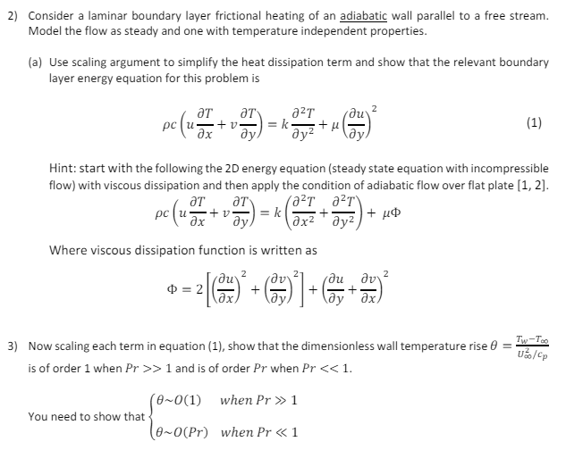 Solved Consider a laminar boundary layer frictional heating | Chegg.com