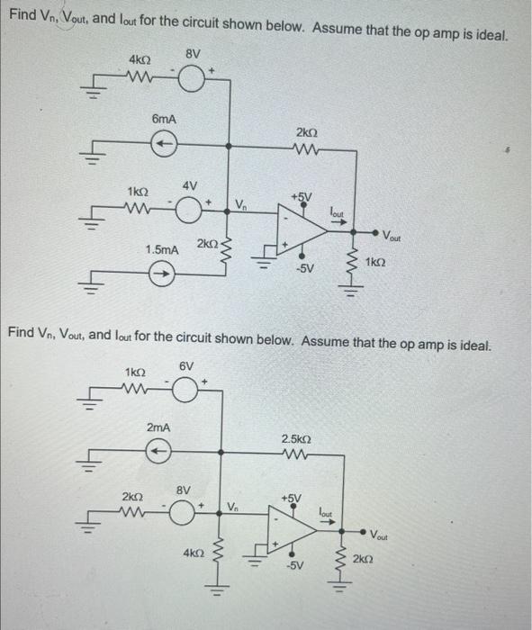 Solved Find Vn,Vout, and lout for the circuit shown below. | Chegg.com