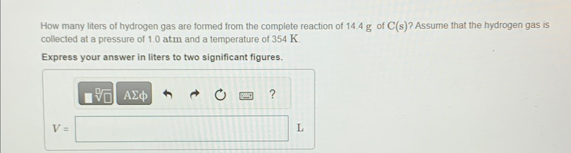 Solved How many liters of hydrogen gas are formed from the | Chegg.com