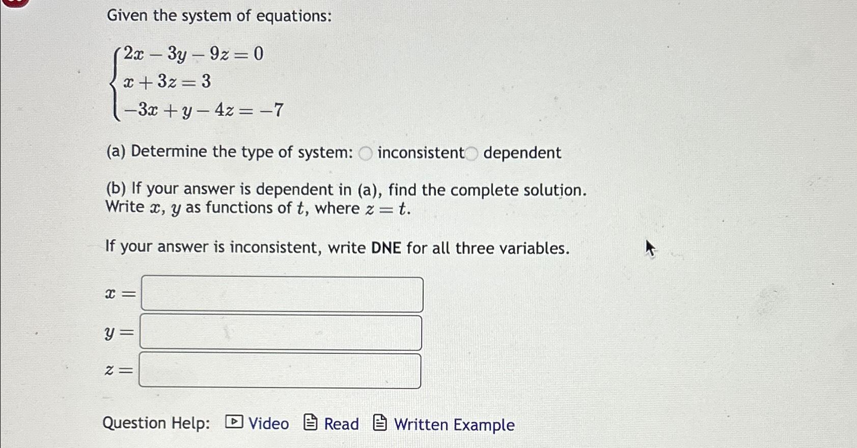 Solved Given the system of | Chegg.com