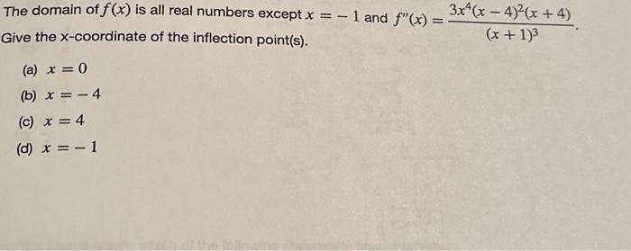Solved The domain of f(x) is all real numbers except x = − 1 | Chegg.com