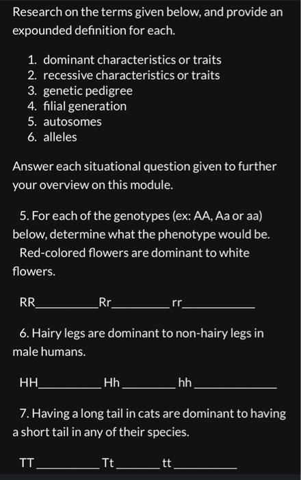 Solved Research on the terms given below, and provide an | Chegg.com
