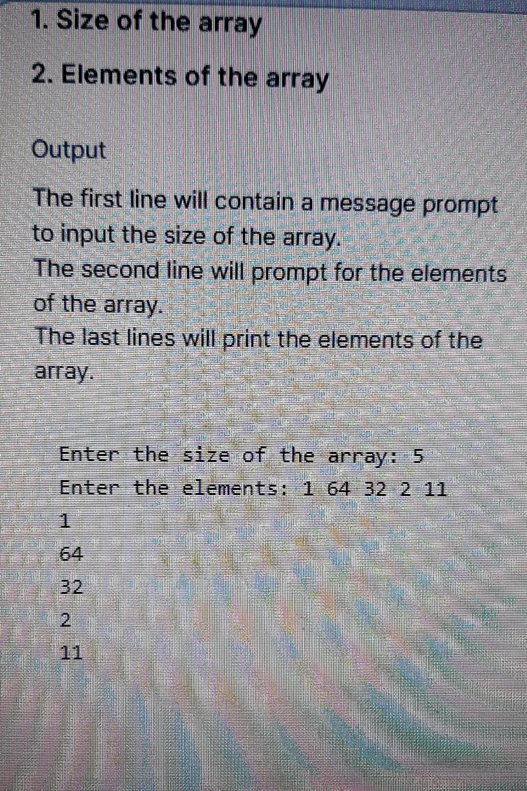 Solved 1. Arraying 101 by CodeChum Admin I want you to make | Chegg.com
