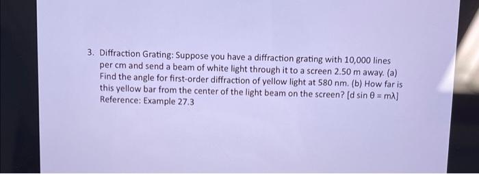 Solved 3. Diffraction Grating: Suppose you have a | Chegg.com