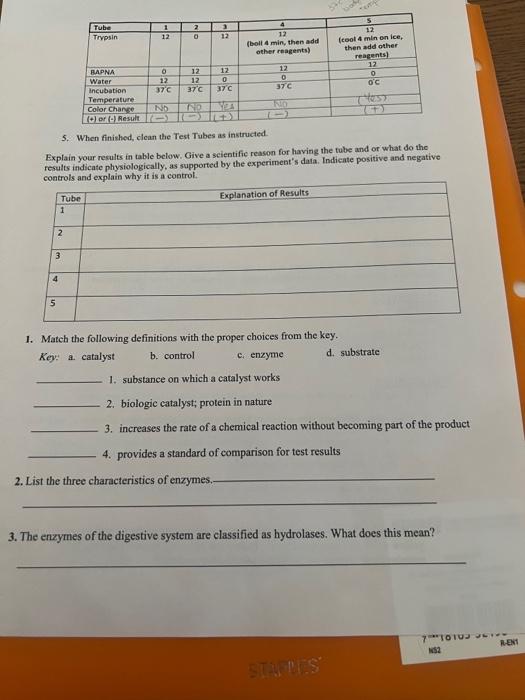 Solved 5. When finished, clean the Test Tubes as instructed. | Chegg.com