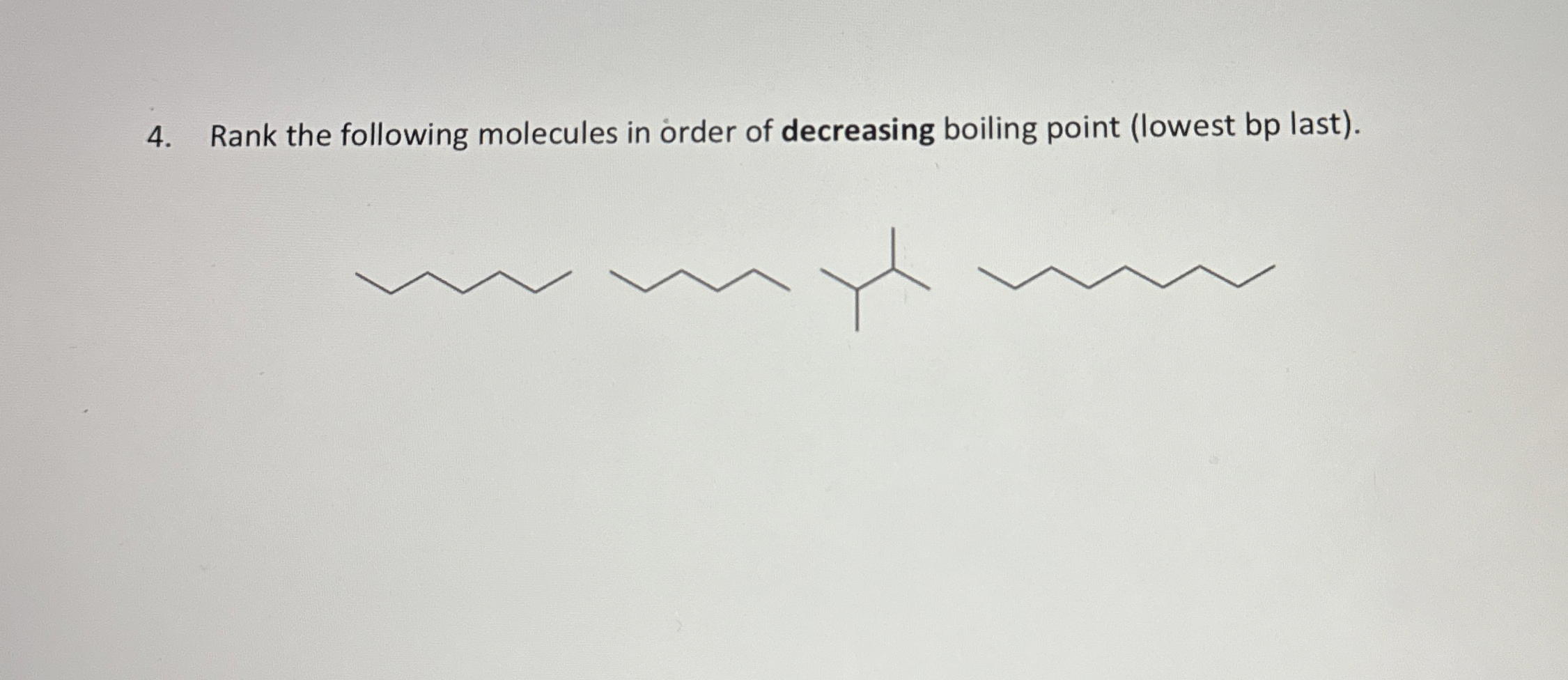 Solved Rank the following molecules in order of decreasing | Chegg.com