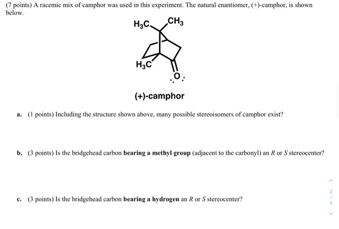 Solved how many possivle stereoisomers of camphor exist? Is | Chegg.com