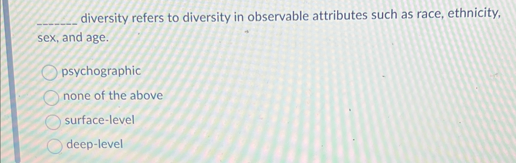 Solved diversity refers to diversity in observable | Chegg.com