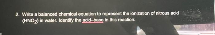 [Solved]: 2. Write a balanced chemical equation to represen