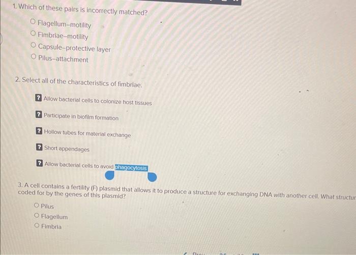 Solved 1. Which of these pairs is incorrectly matched? | Chegg.com