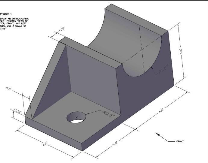 Solved Draw an orthographic projection drawing of the given | Chegg.com