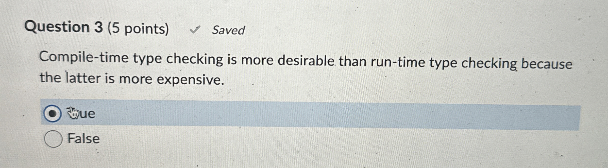 Solved Question 3 (5 ﻿points) ﻿SavedCompile-time type | Chegg.com