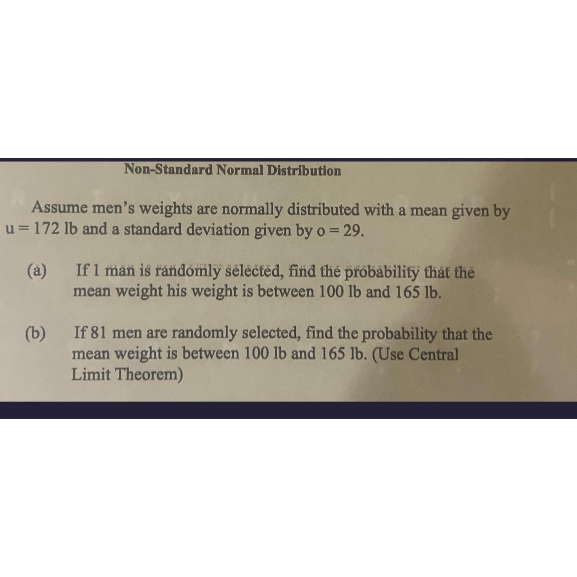 Solved Non-Standard Normal DistributionAssume men's weights | Chegg.com