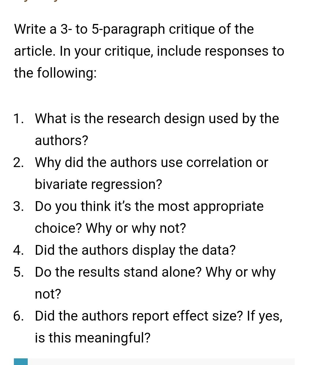 Solved Write a 3- to 5-paragraph critique of the article. In | Chegg.com