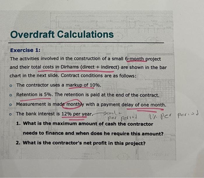 Solved Overdraft Calculations Exercise 1: The activities | Chegg.com