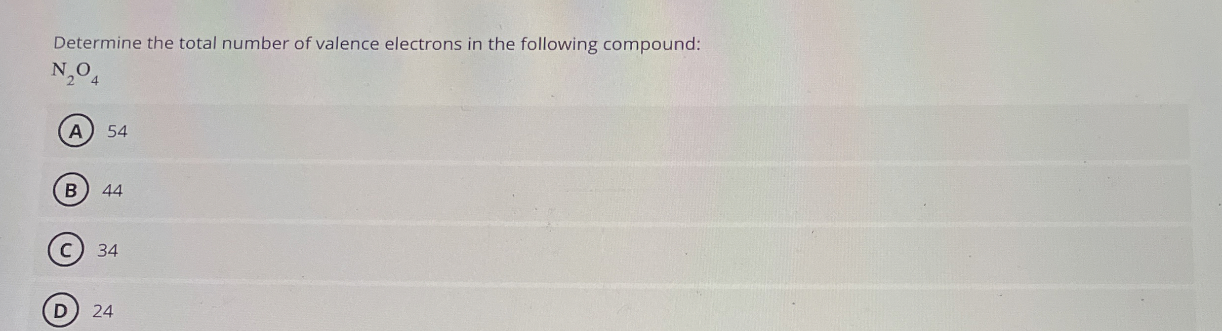 Solved Determine the total number of valence electrons in | Chegg.com