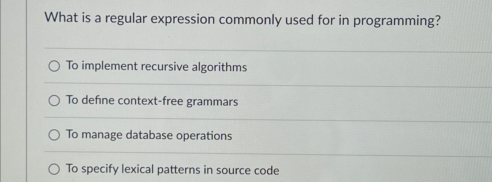 Solved What is a regular expression commonly used for in | Chegg.com