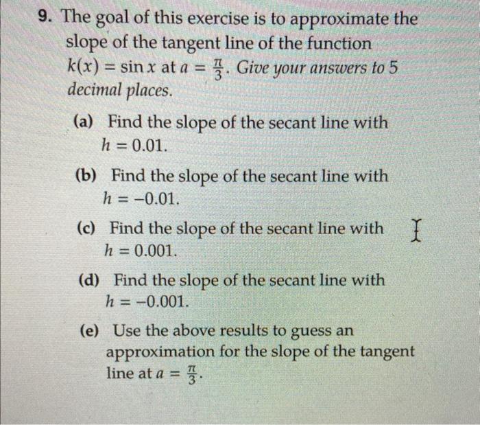 Solved The goal of this exercise is to approximate the slope | Chegg.com