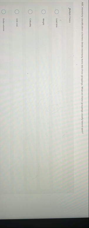 Solved ABC irventory classification schemes divide inventory | Chegg.com