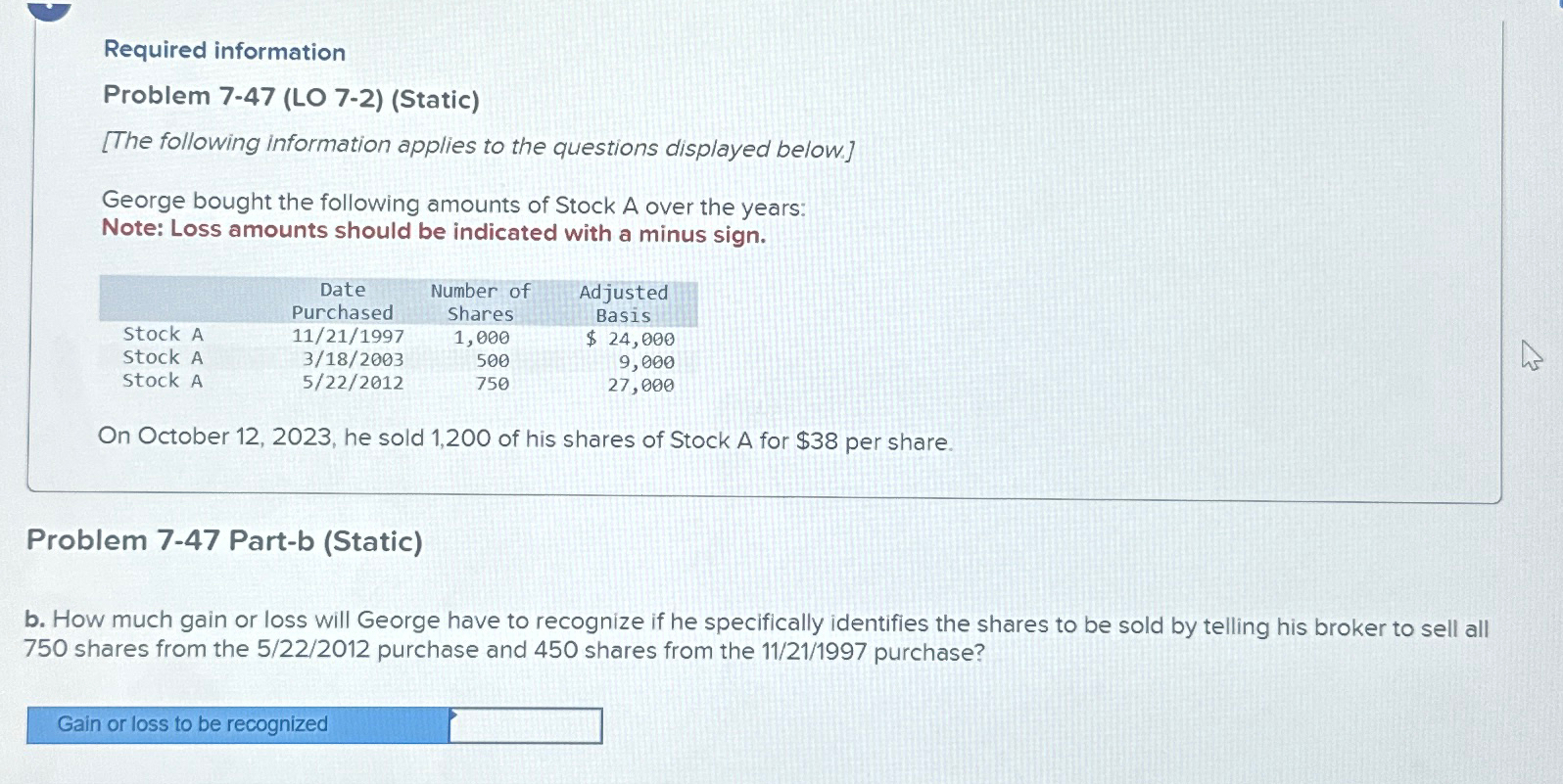 Solved Required informationProblem 7-47 (LO | Chegg.com
