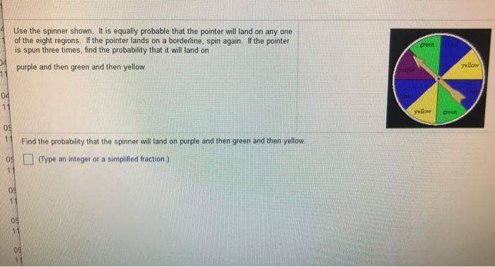 Solved Use the spinner shown. It is equally probable that | Chegg.com