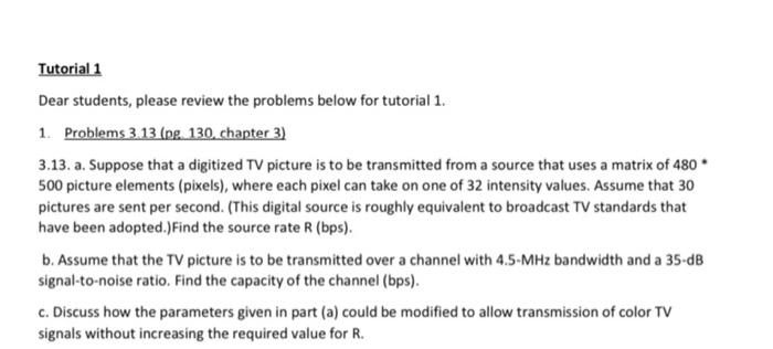 Solved Tutorial 1 Dear students, please review the problems | Chegg.com