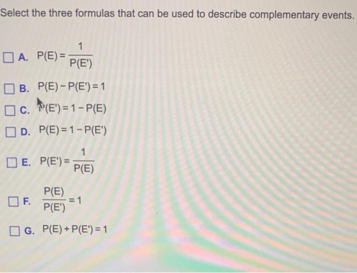 Solved Select the three formulas that can be used to | Chegg.com