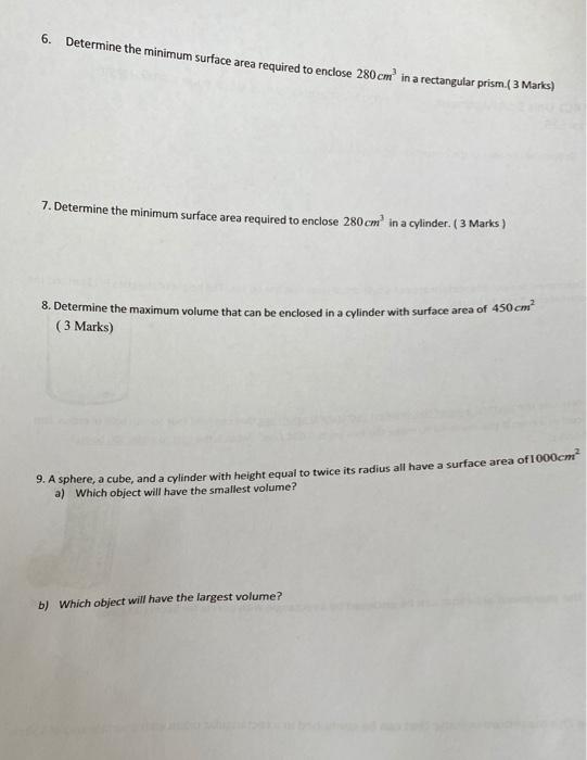 Solved 6. Determine the minimum surface area required to | Chegg.com