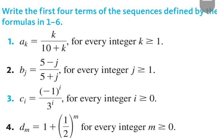 Solved Write the first four terms of the sequences defined | Chegg.com