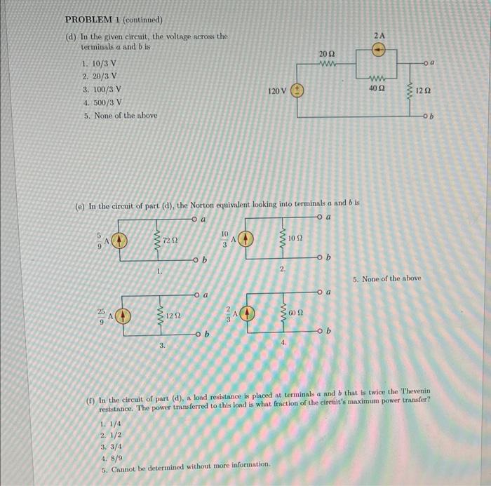 Solved (d) In the given circuit, the voltage across the | Chegg.com