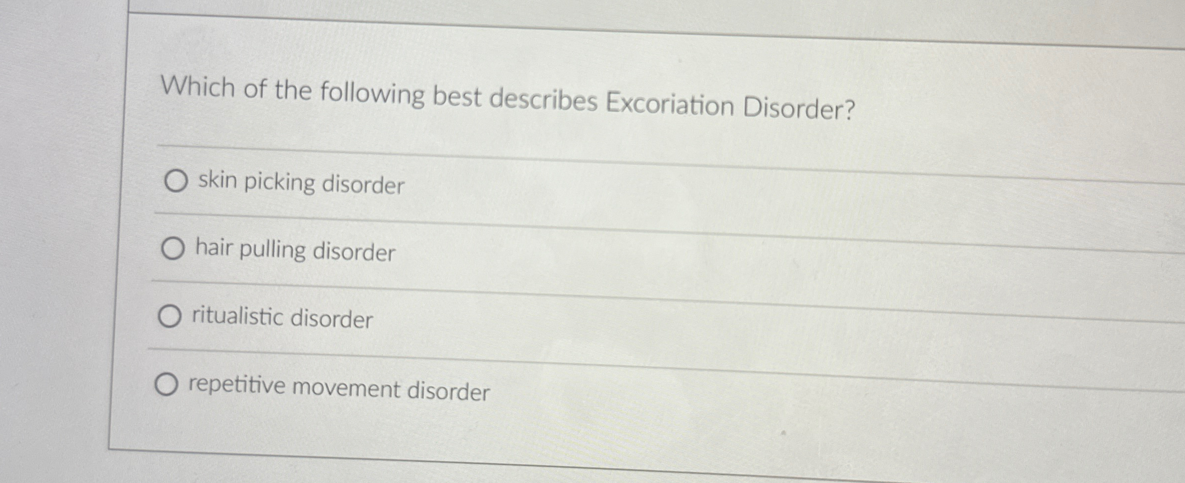 Solved Which of the following best describes Excoriation | Chegg.com