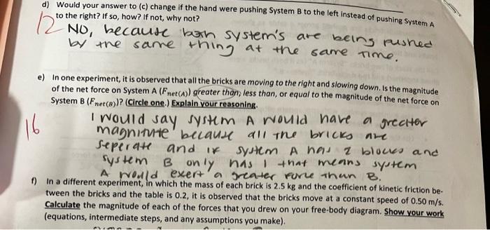 Solved Three identical bricks are pushed across a table as | Chegg.com