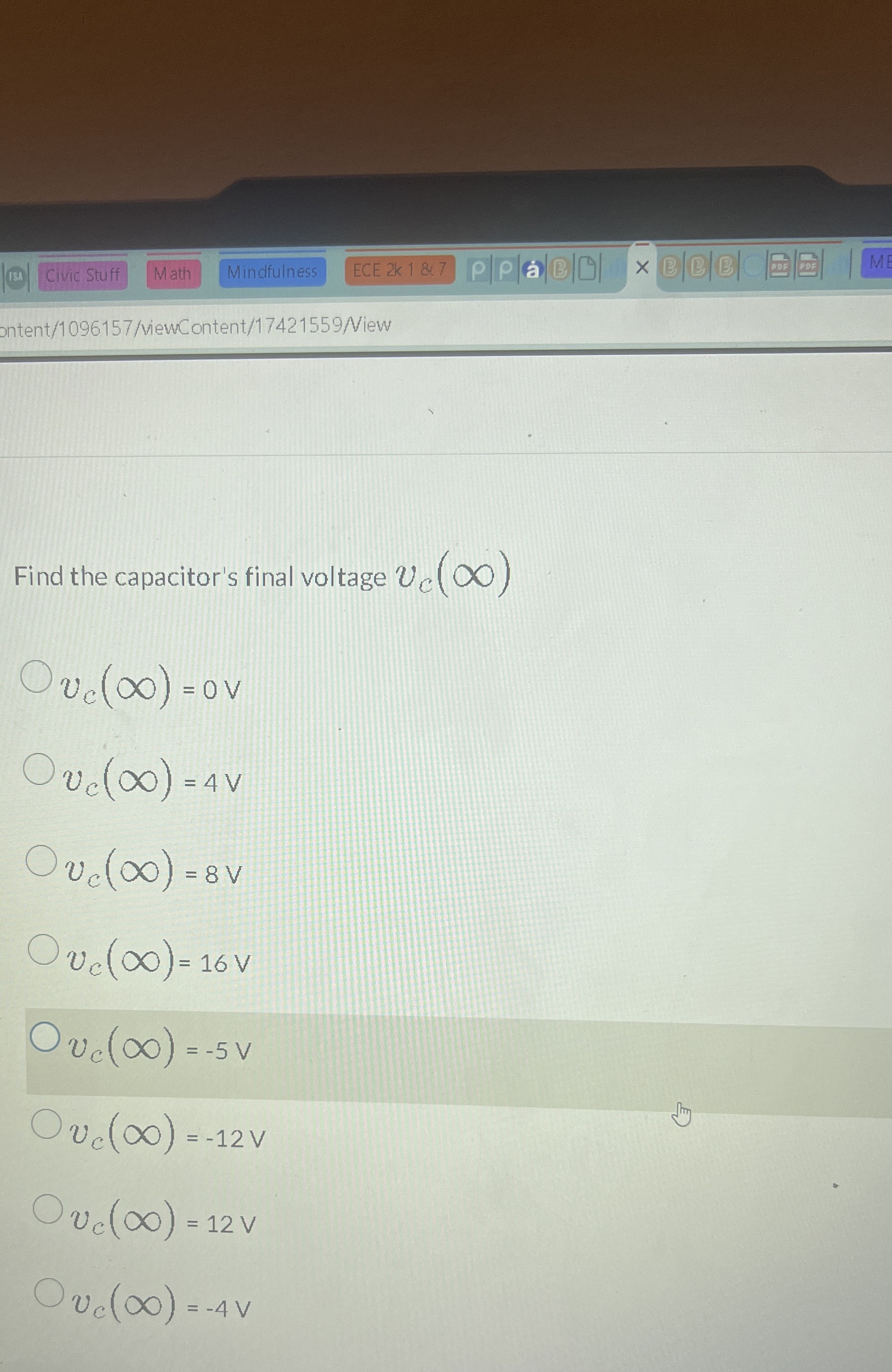 Solved Find the capacitor's final voltage | Chegg.com
