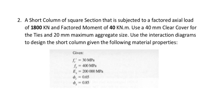 1. A Short Column of Square Section that is subjected | Chegg.com