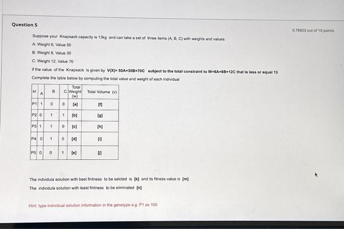 Solved Suppose your Knapsack capacity is 13 kg and can take | Chegg.com