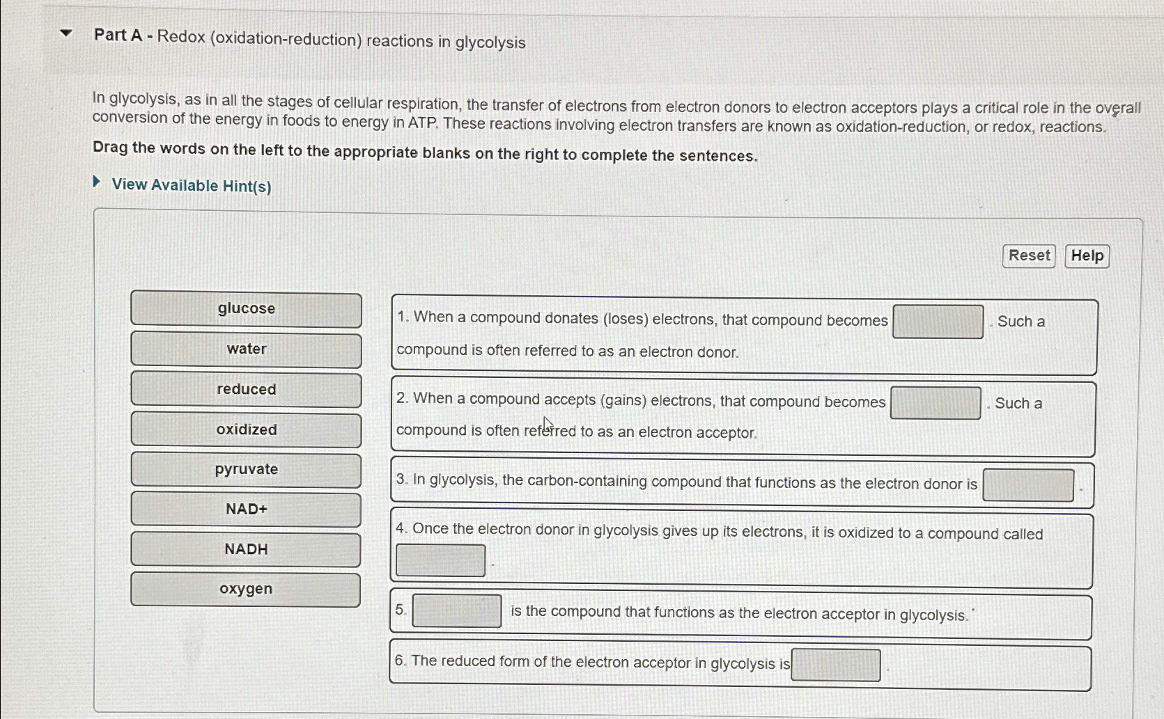 Solved Part A - ﻿Redox (oxidation-reduction) ﻿reactions in | Chegg.com