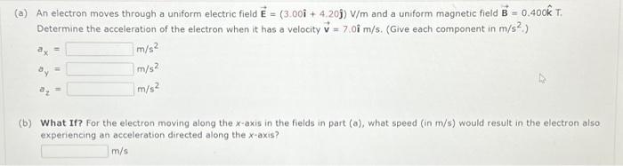 Solved (a) An electron moves through a uniform electric | Chegg.com