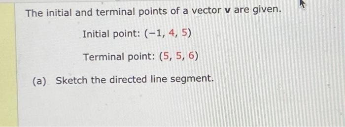 Solved The initial and terminal points of a vector v are | Chegg.com