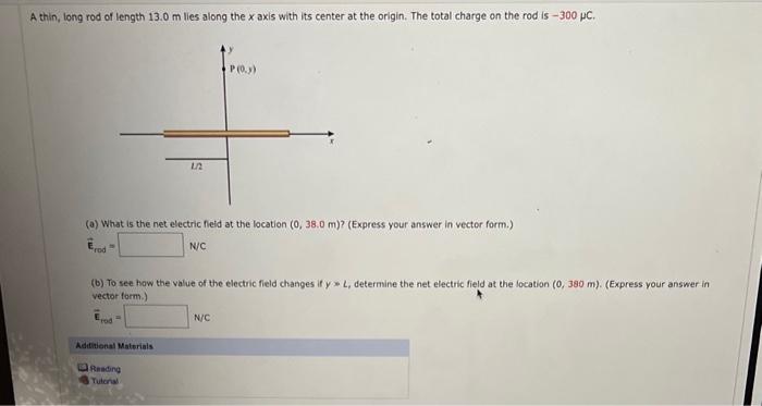 Solved A thin, long rod of length 13.0 m lies along the x | Chegg.com
